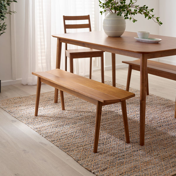 Alpen Home Aoibheann Walnut Solid Wood Bench - Traditional Rustic Farmhouse Kitchen Style ...